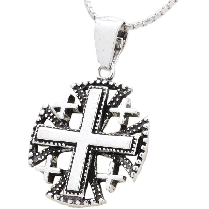 Decorated 'Templar Jerusalem Cross' Silver Pendant from Jerusalem