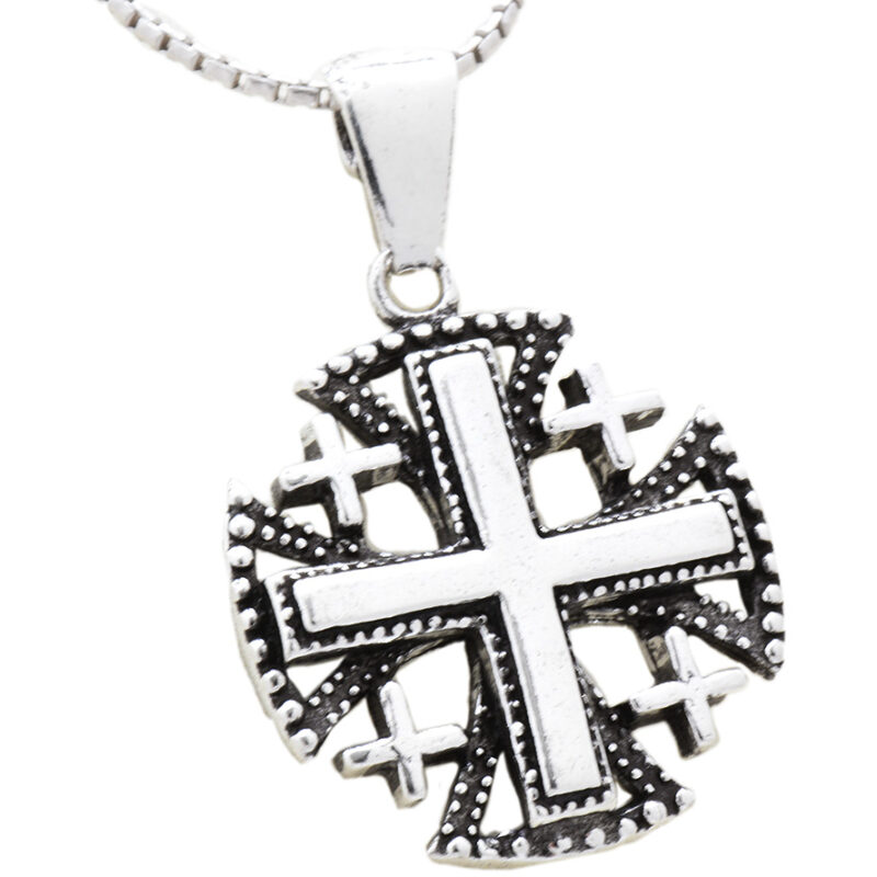 Decorated 'Templar Jerusalem Cross' Silver Pendant from Jerusalem