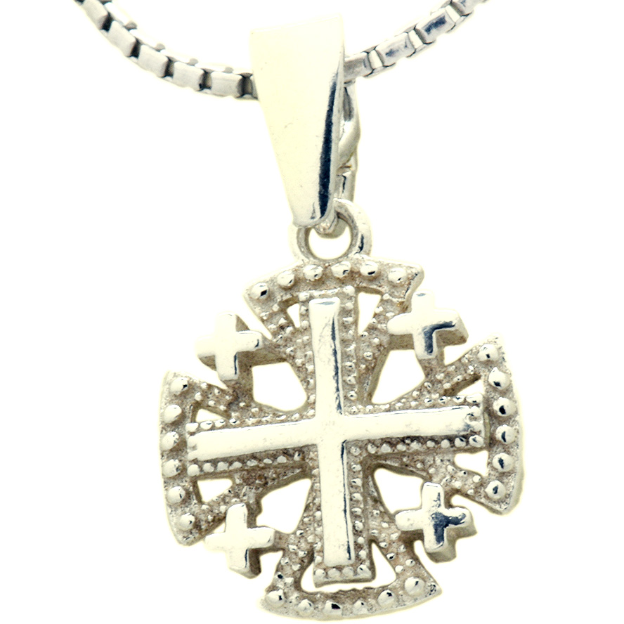 Decorated 'Jerusalem Cross' Silver Pendant from Jerusalem