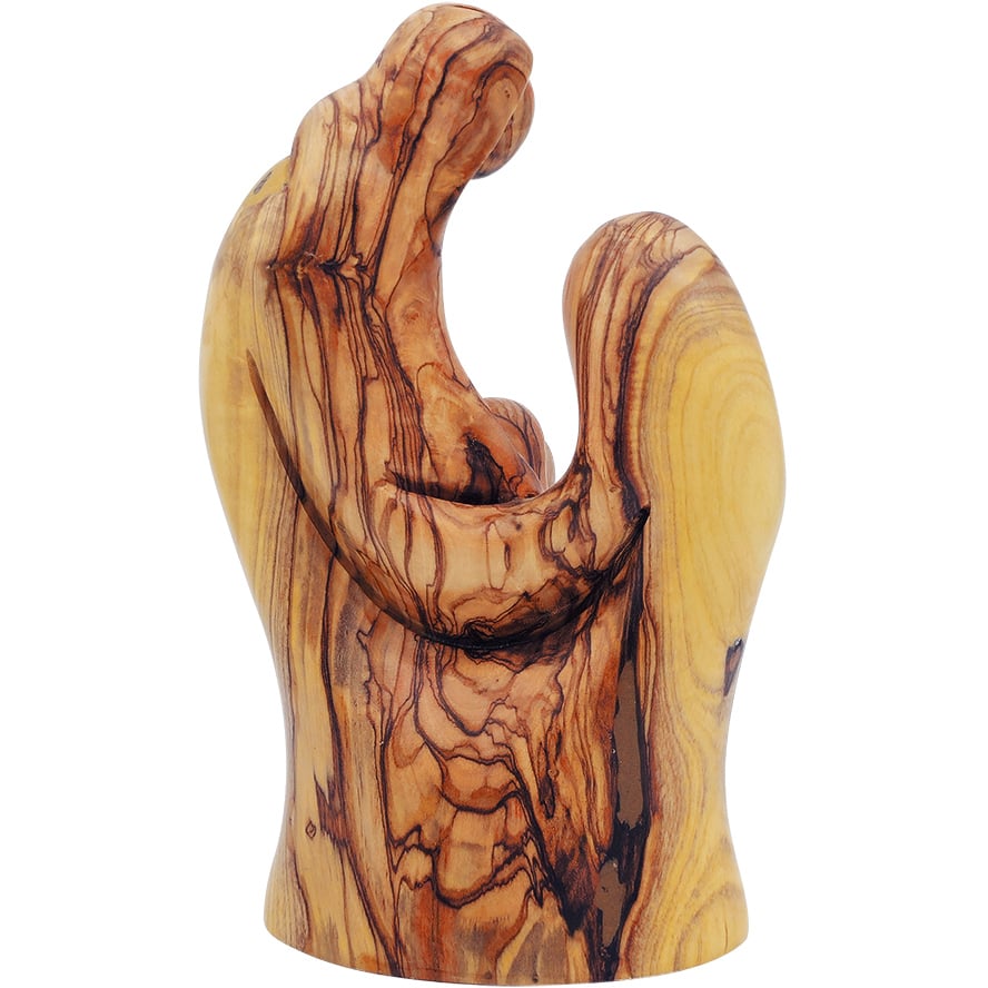 'The Holy Family Hugging' Olive Wood Statue - 6"