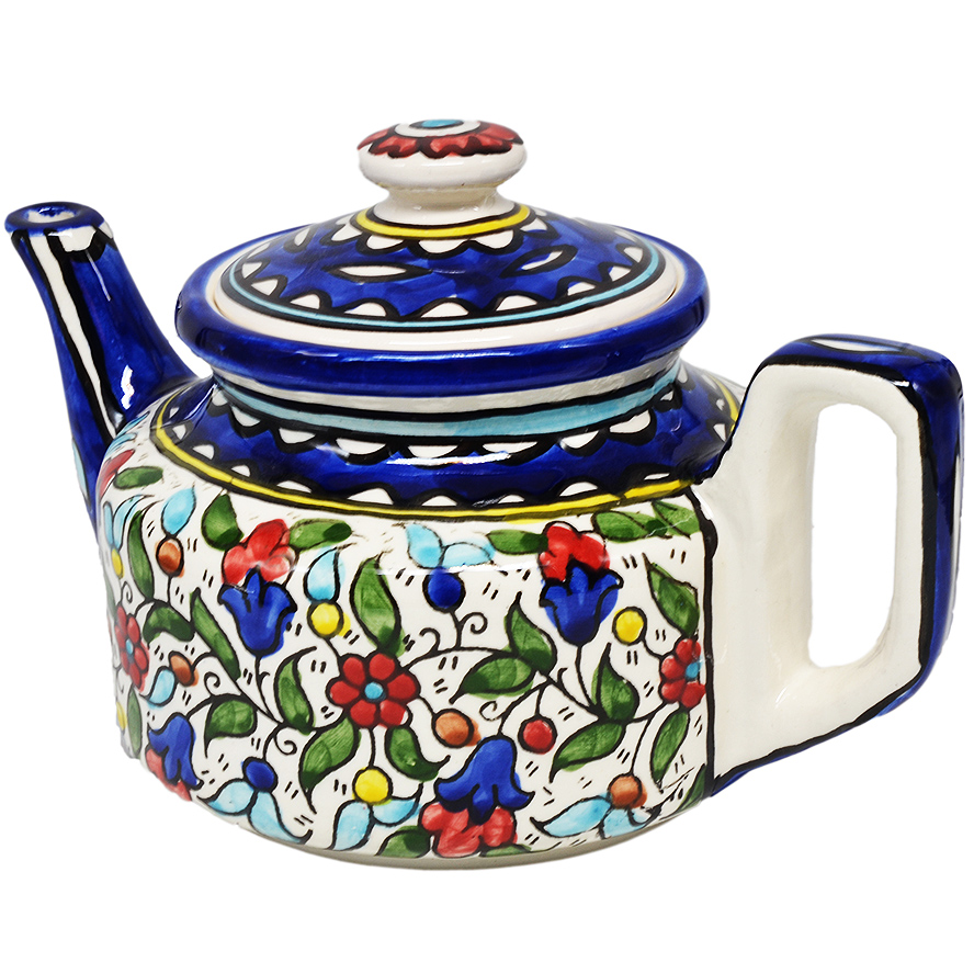 Jerusalem Pottery Tea Pot Set - 6 Cups - Gift for Events
