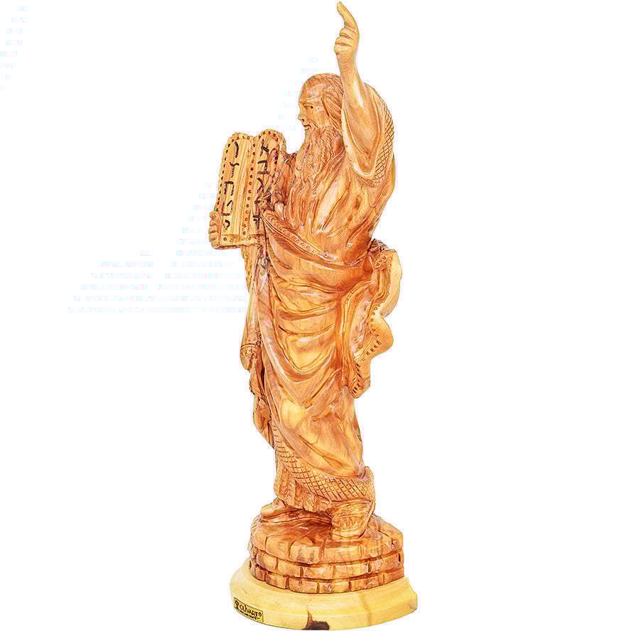 'Moses and the Ten Commandments' Olive Wood Statue - 11"