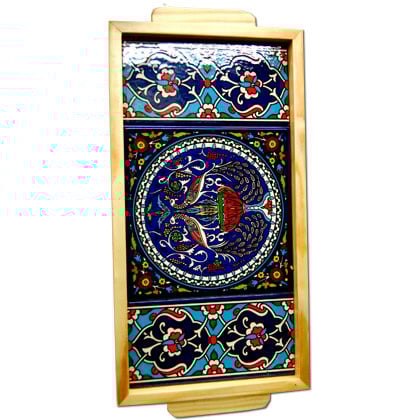 Heart Shaped Armenian Ceramic 'Flowers' in Blue Snack Dish